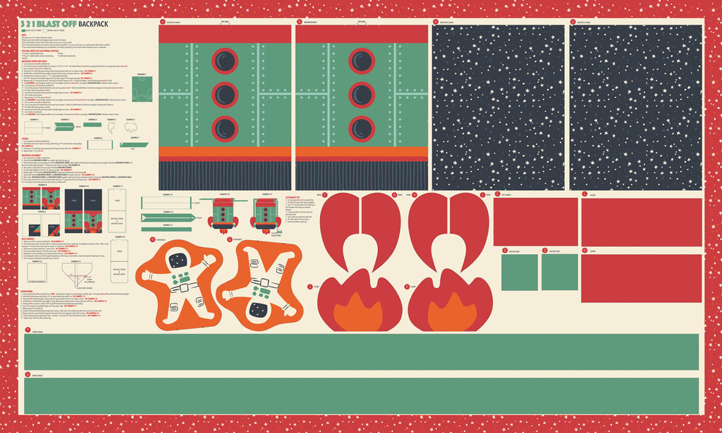 321 Blast Off Backpack Panel Multi by Stacy Iest Hsu for Moda Fabrics ...