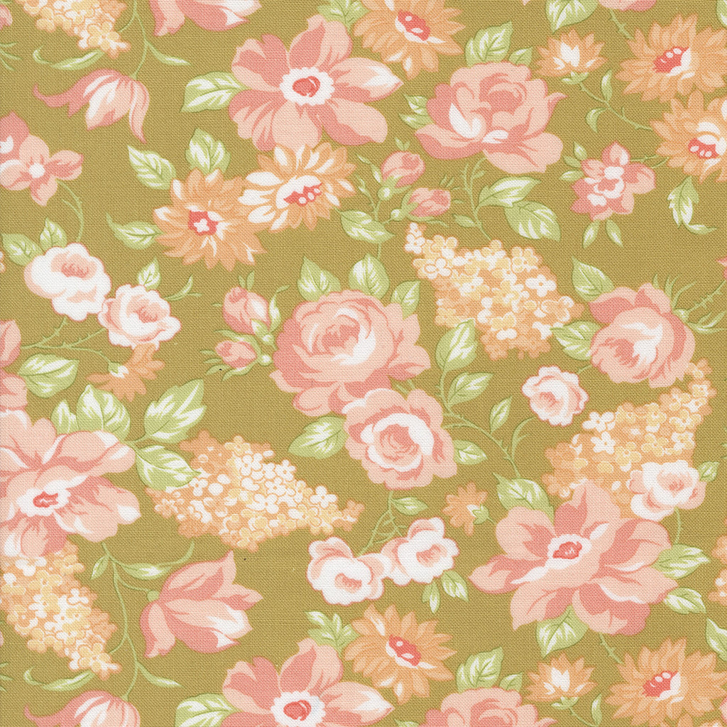 Portofino Tuscan Blooms Pineapple Yardage by Fig Tree & Co for Moda Fa ...