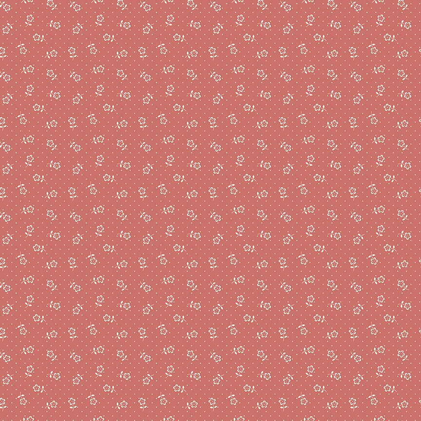 Mary Catherine Flower Dots Faded Red Yardage by Amy Smart for Riley Bl ...