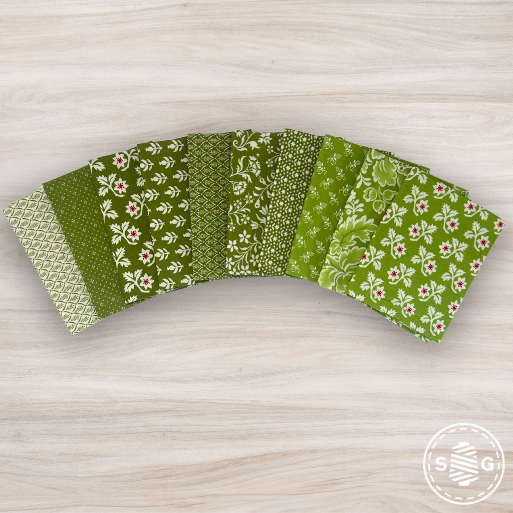 Buon Natale Custom Fat Quarter Bundle Green Yardage by Fig Tree & Co f ...