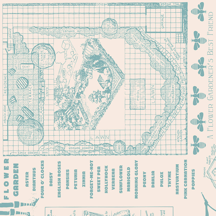 Wide Back Flower Patch Farmers Almanac Yardage by Lori Holt of Bee in ...